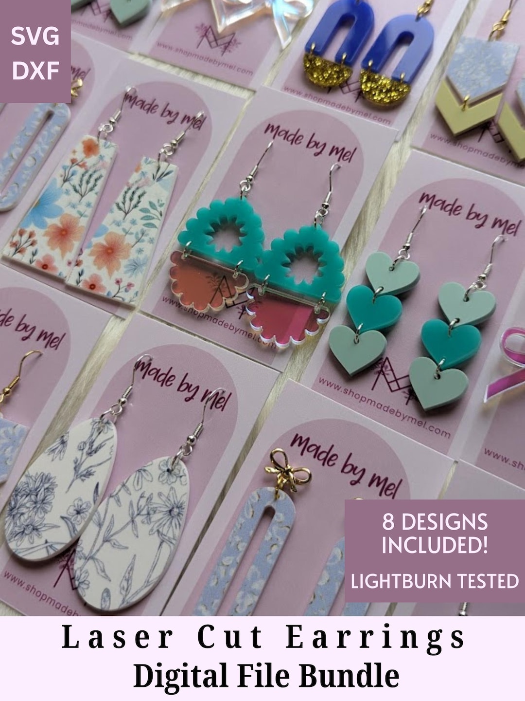 Earring SVG Bundle | Blue Acrylic Laser Cut Earring Designs | Digital ...