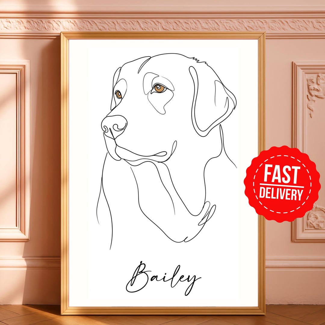 Custom Line Drawing Pet Portrait From Photo, Line Art Tattoo - Dog Cat ...