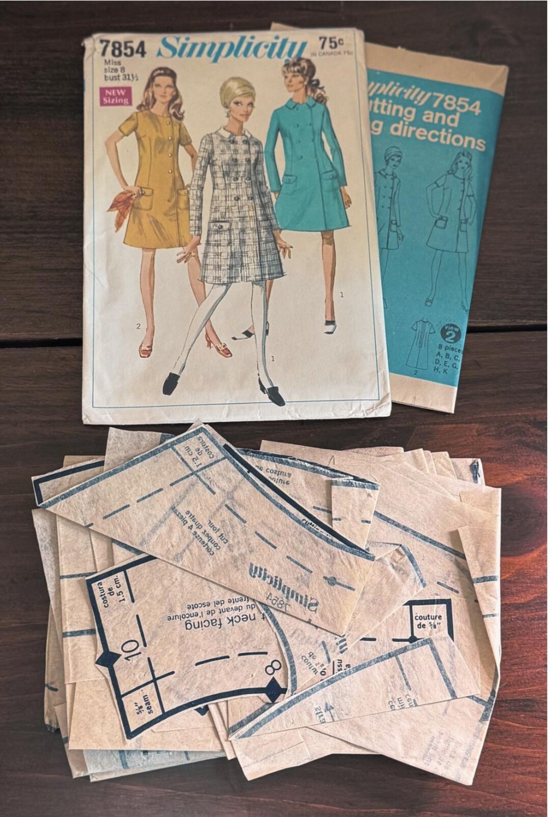 Vintage 1968 Simplicity 7854 Sewing Pattern – Misses’ A-line Dress With ...