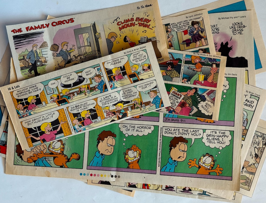 Vintage Newspaper Comic Strips Set of 16 | Garfield, Peanuts & Classic ...