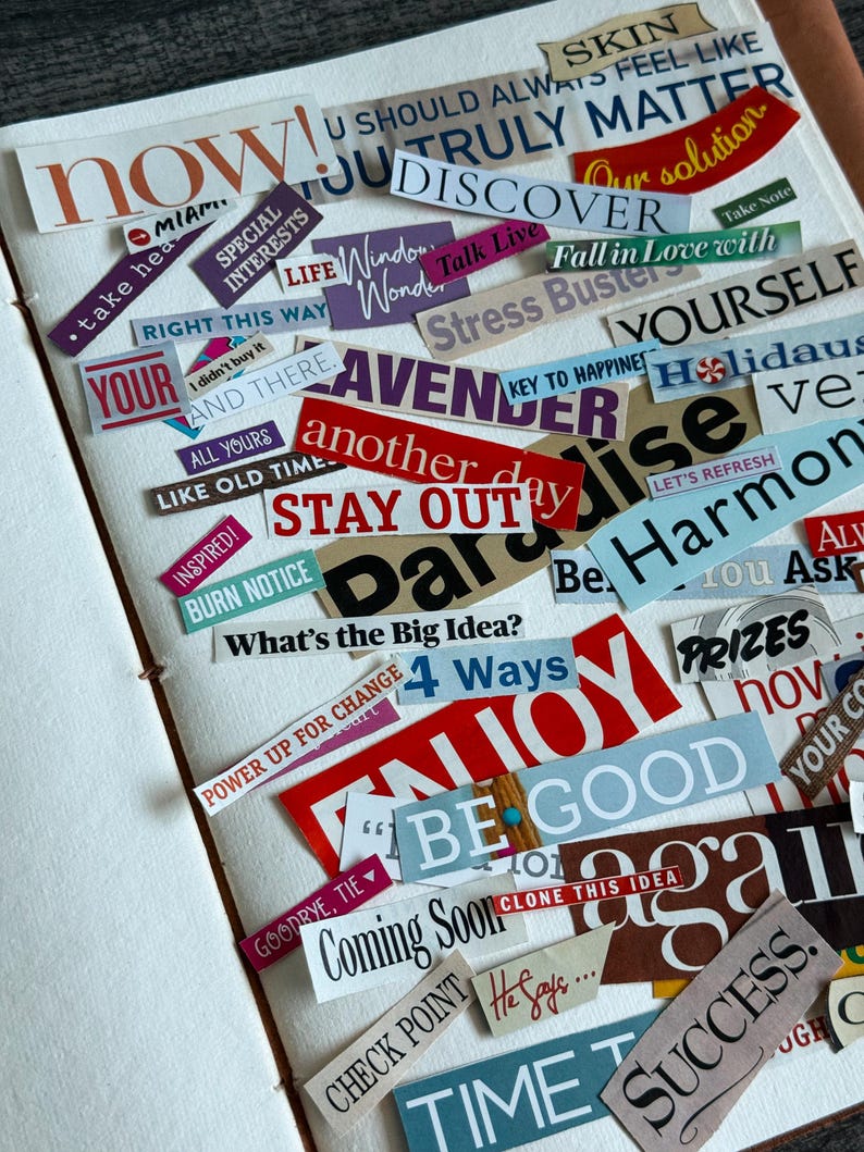 Vintage Magazine Word Cutouts for Vision Board, Collage Words, Junk ...