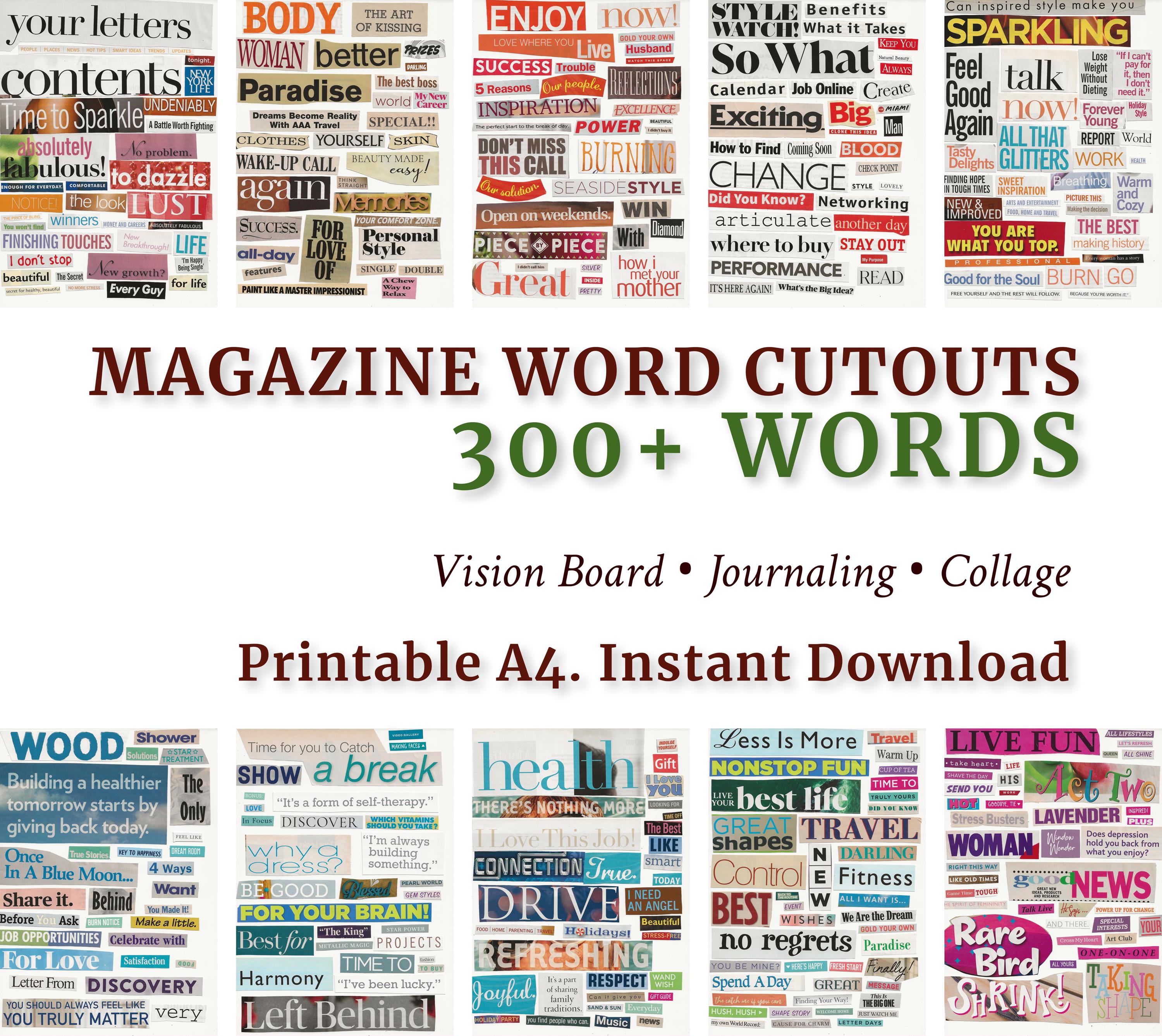 Vintage Magazine Word Cutouts for Vision Board, Collage Words, Junk ...