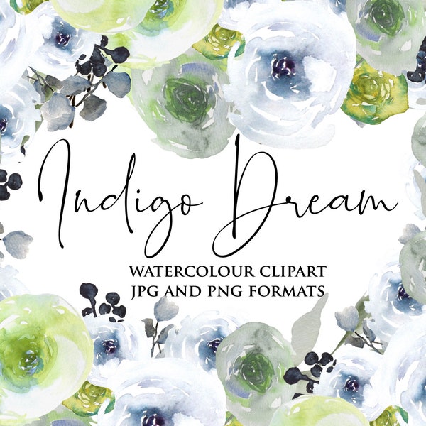 Indigo Flower Clipart - Etsy