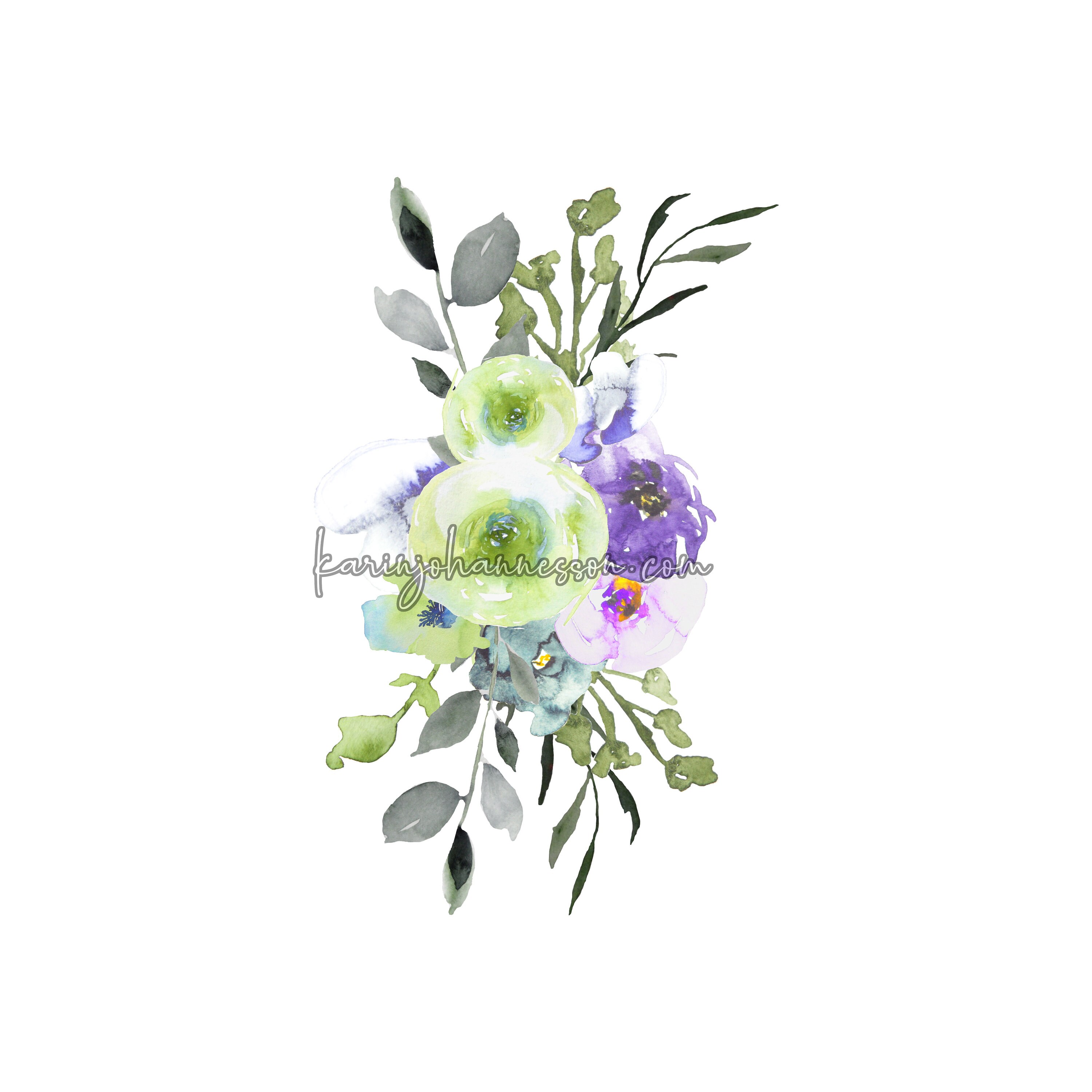 Purple Violet Flower Clipart, Floral Clip Art, Floral Bouquet Clipart ...