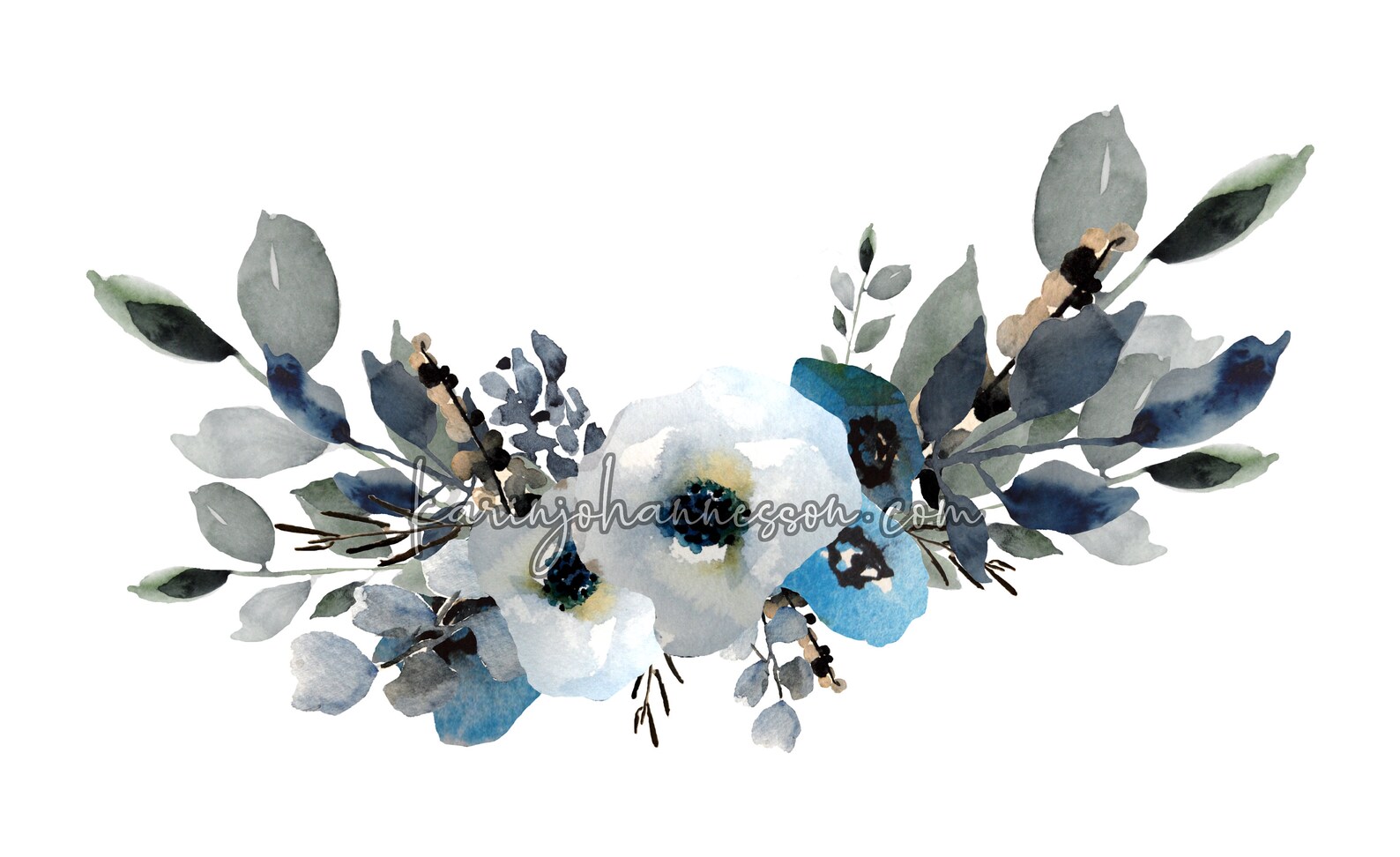 Blue Flower Clipart, Floral Clip Art, Floral Bouquet Clipart, Wedding ...