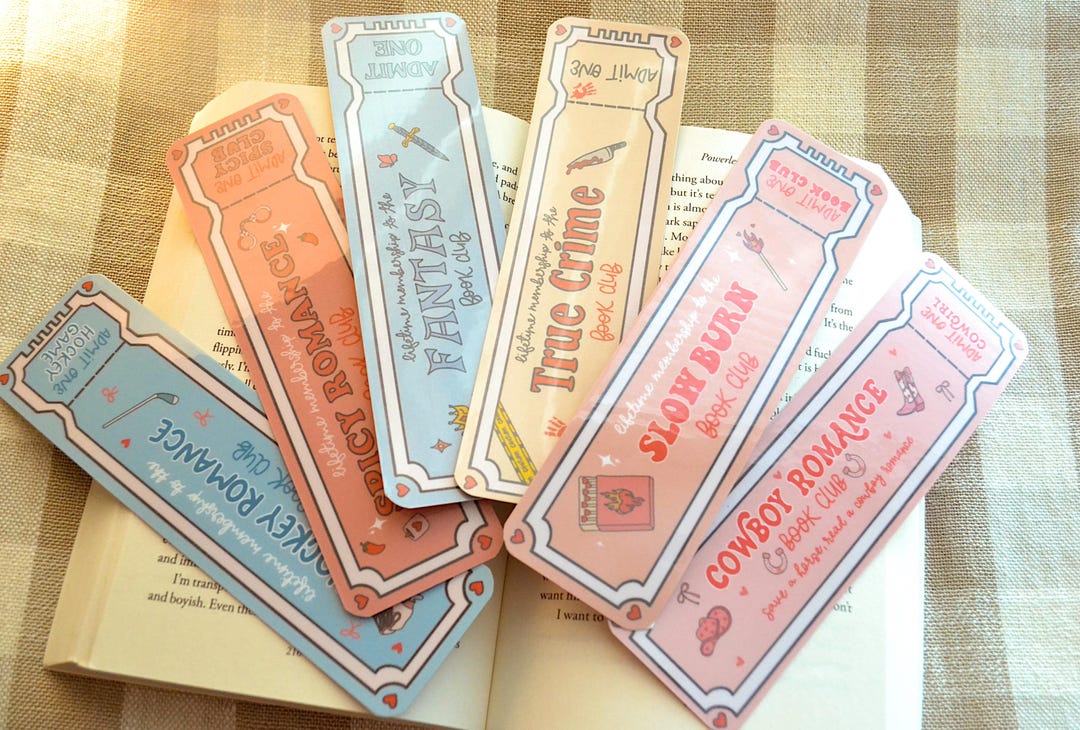 Handmade Book Genre Bookmark: Ticket Style Reader Gift - Etsy