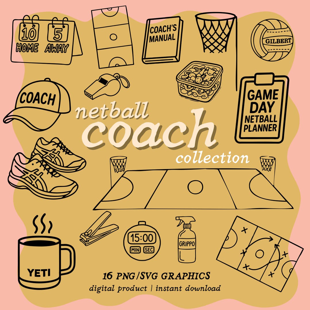 Netball Graphics Bundle: PNG SVG Clipart for Stickers, Awards ...