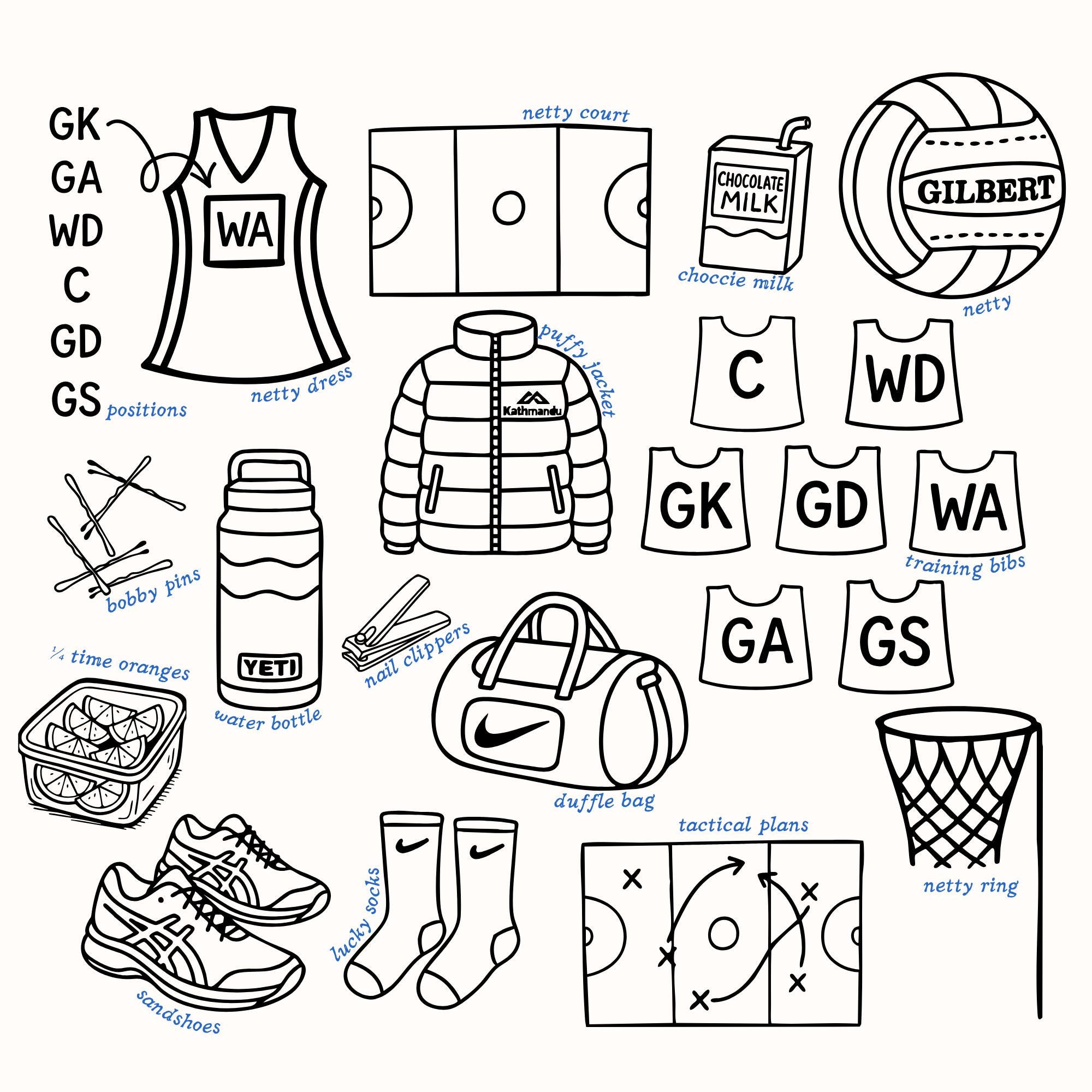 Netball Bundle Graphics | PNG & SVG Digital Netball Certificates Awards ...