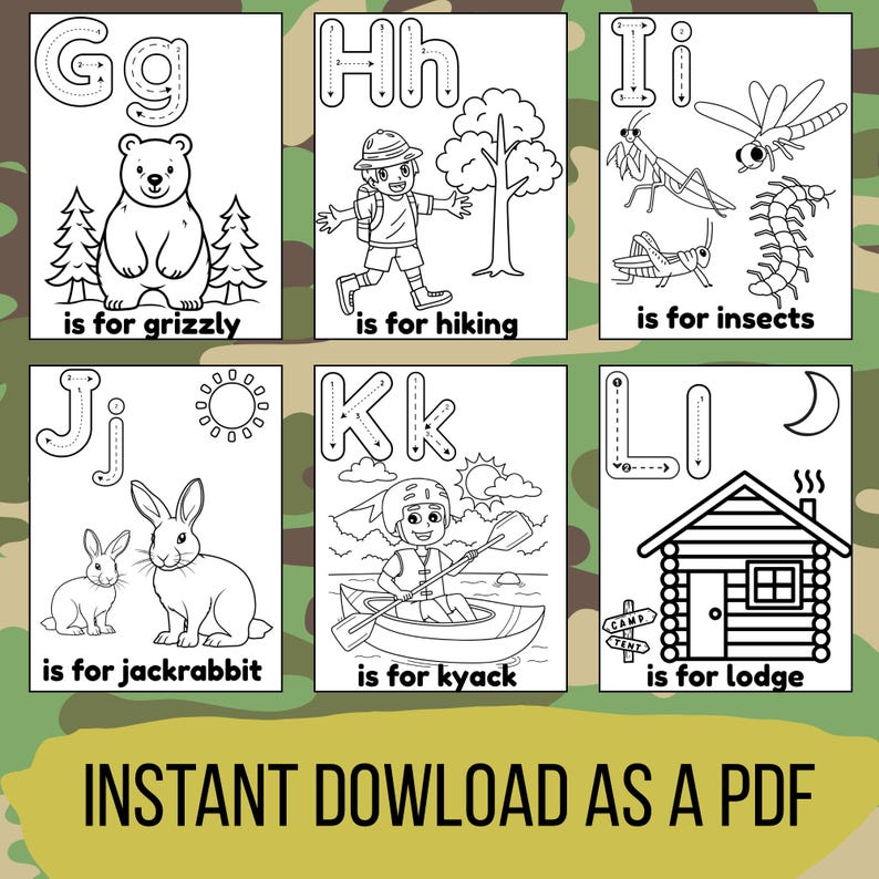 Young Hunter ABC Coloring Book – Printable Alphabet Tracing Pages for ...