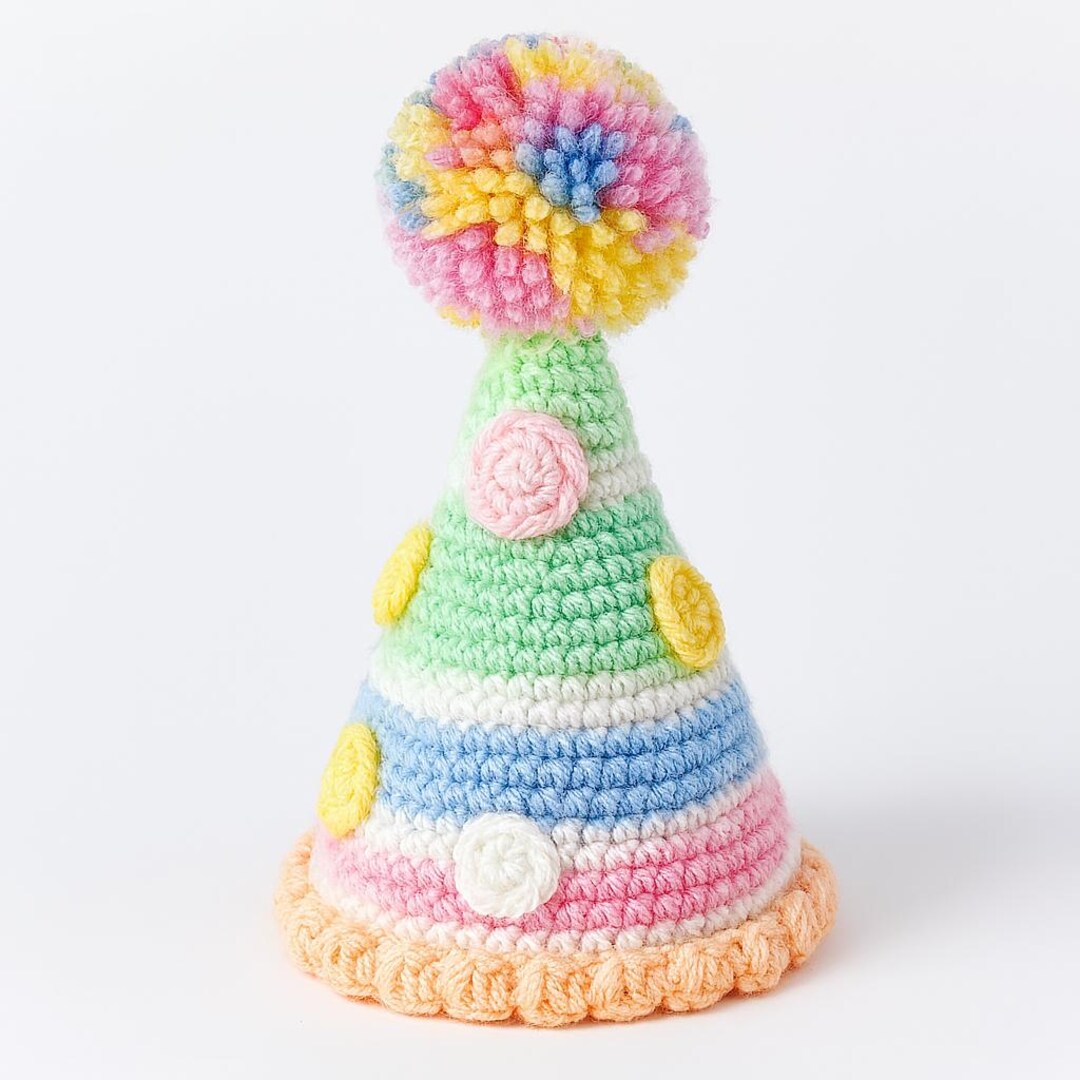 Crochet Party Hat Pattern PDF, Baby Birthday Cone Hat, Rainbow Polka ...