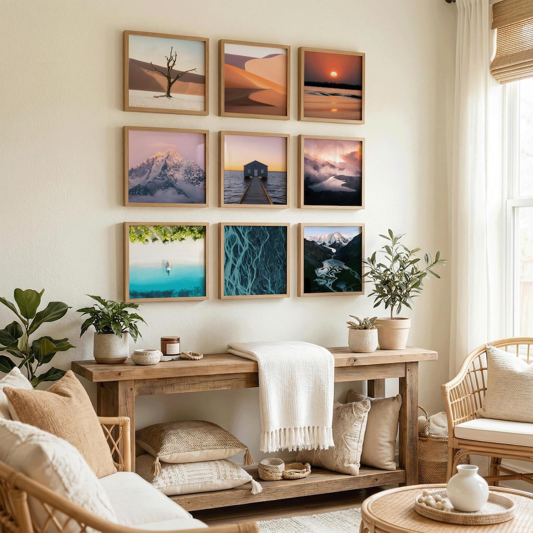 Set of 9 Square Nature Prints: Landscape Wall Art Photo Set - Etsy