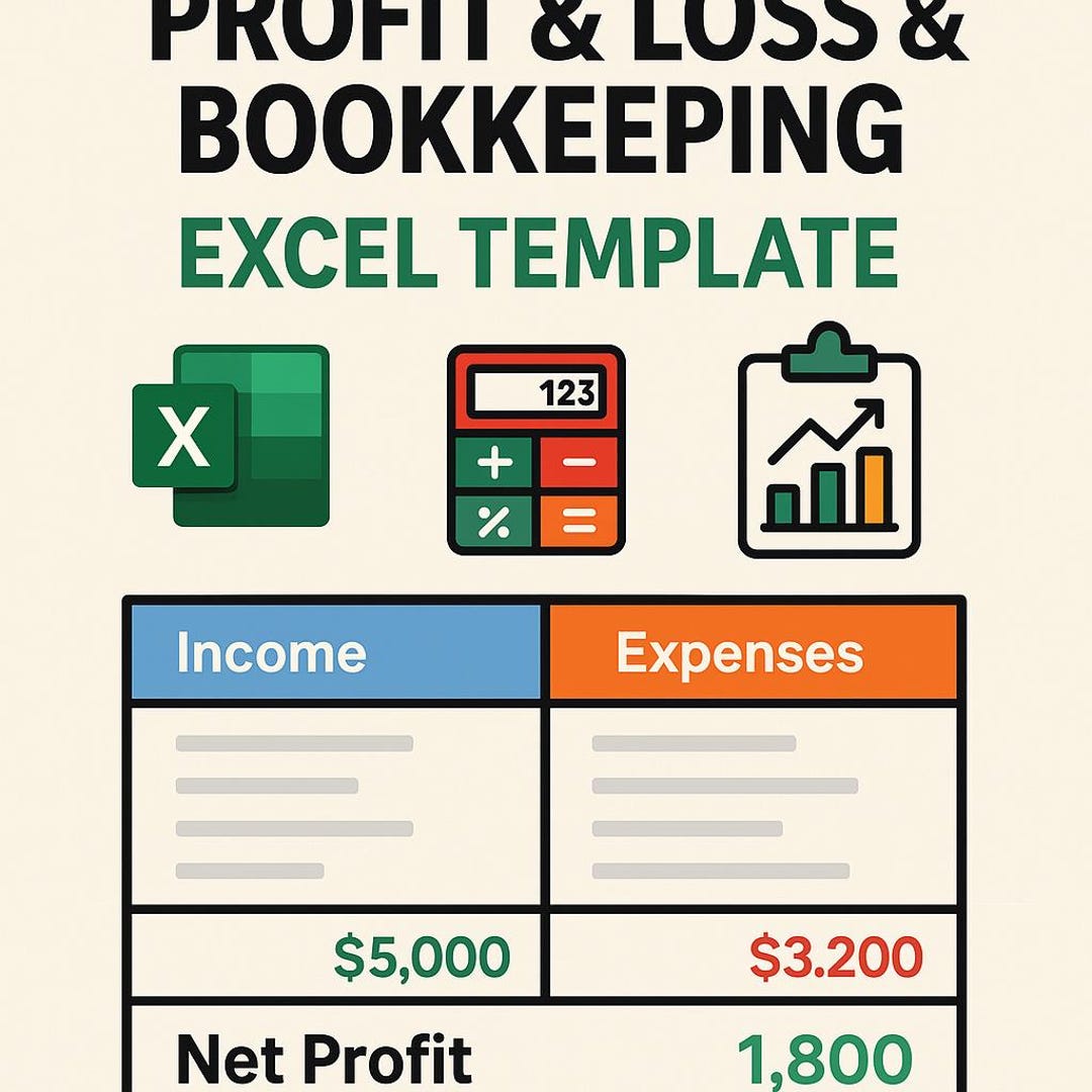 Profit & Loss and Bookkeeping Excel Template - CPA Approved - Etsy