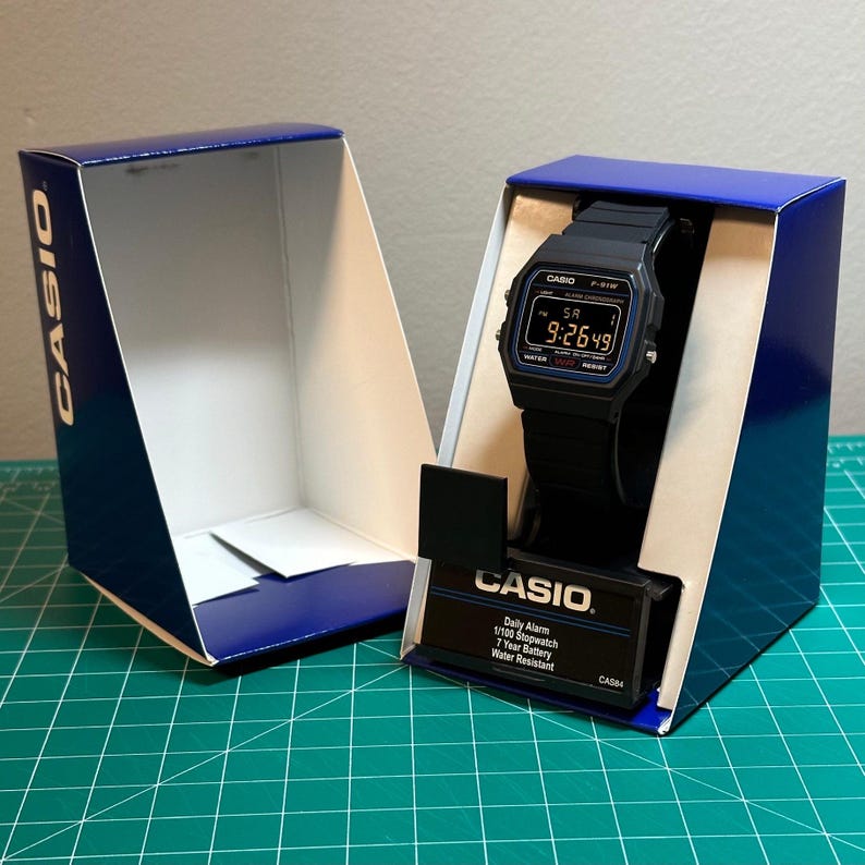 Inverted Modded Casio F91W Watch - Stealth Edition - Etsy