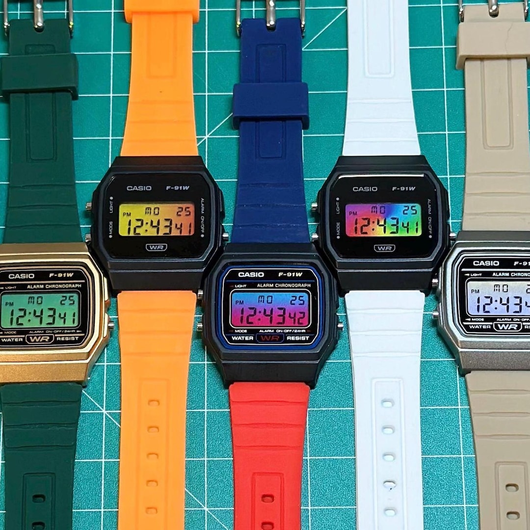 Custom Modded Casio F91W Watch: Choose Case, Screen & Band Color - Etsy