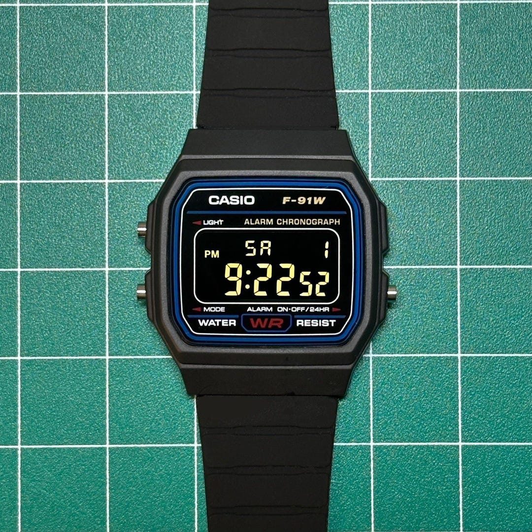 Inverted Modded Casio F91W Watch - Stealth Edition - Etsy