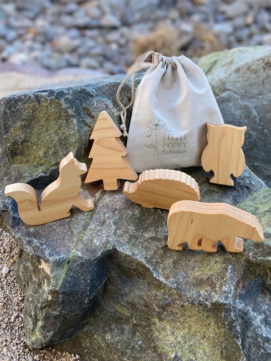 Woodland Wooden Animals– Montessori Wooden Forest Creatures – Natural ...