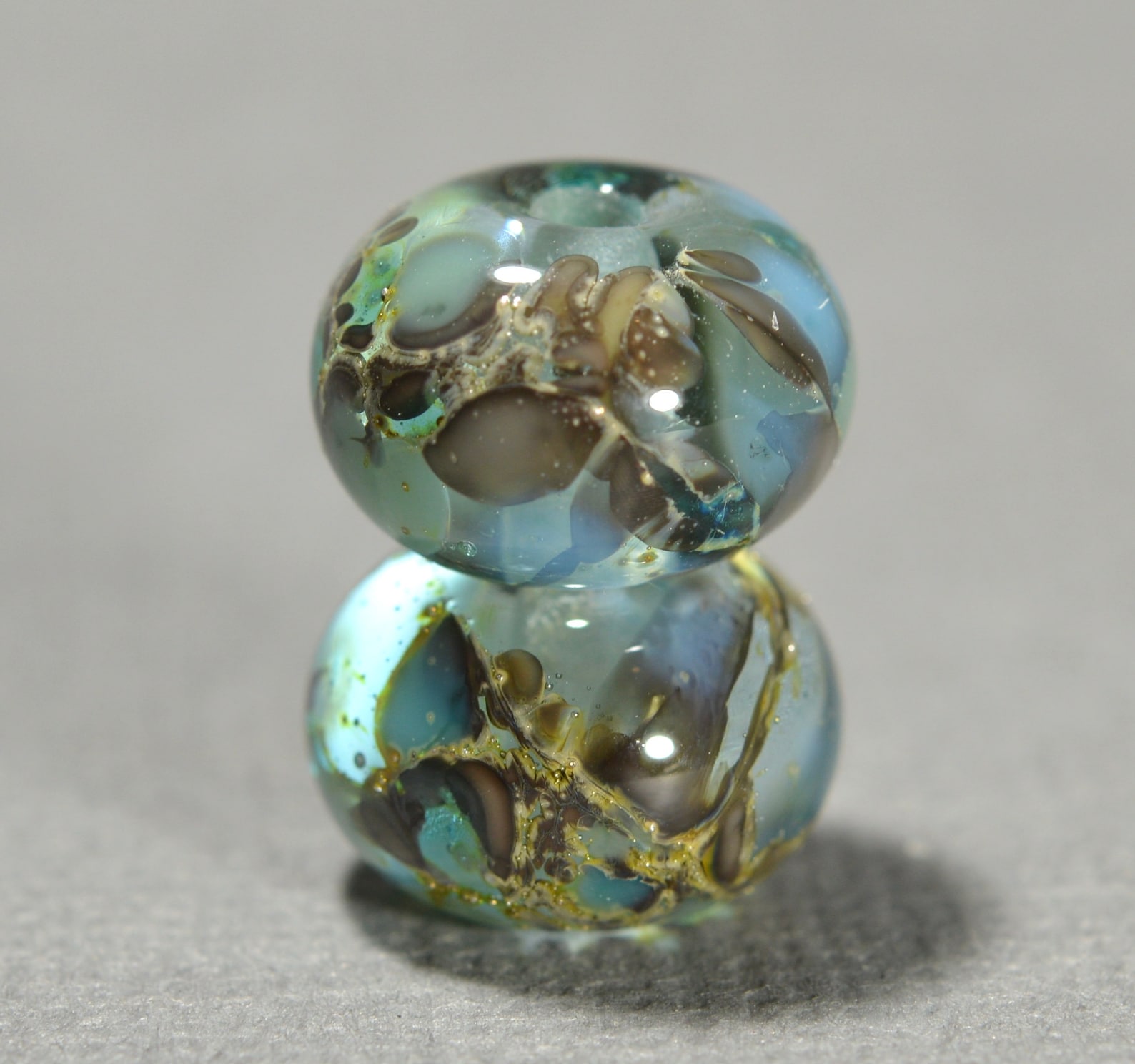 Lamp Work Beads...sra Handmade Beads Aqua and Ocean Blue - Etsy