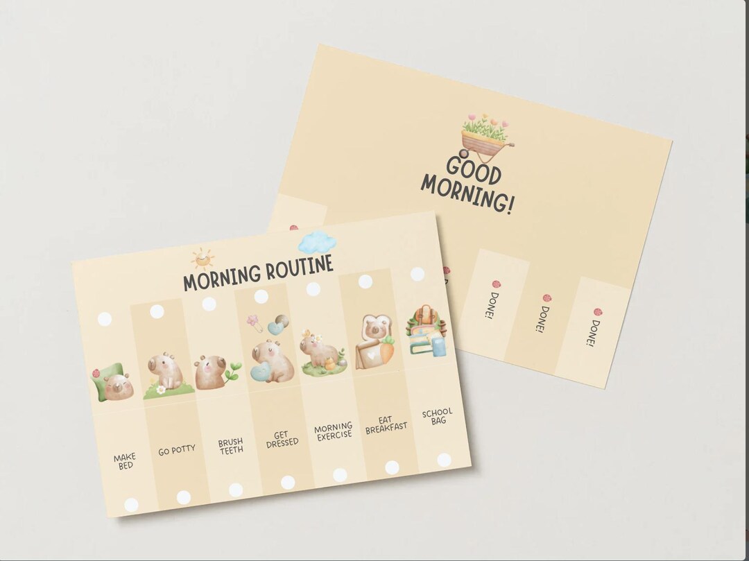 Morning Routine Chart for Kids – Printable Capybara Checklist - Etsy
