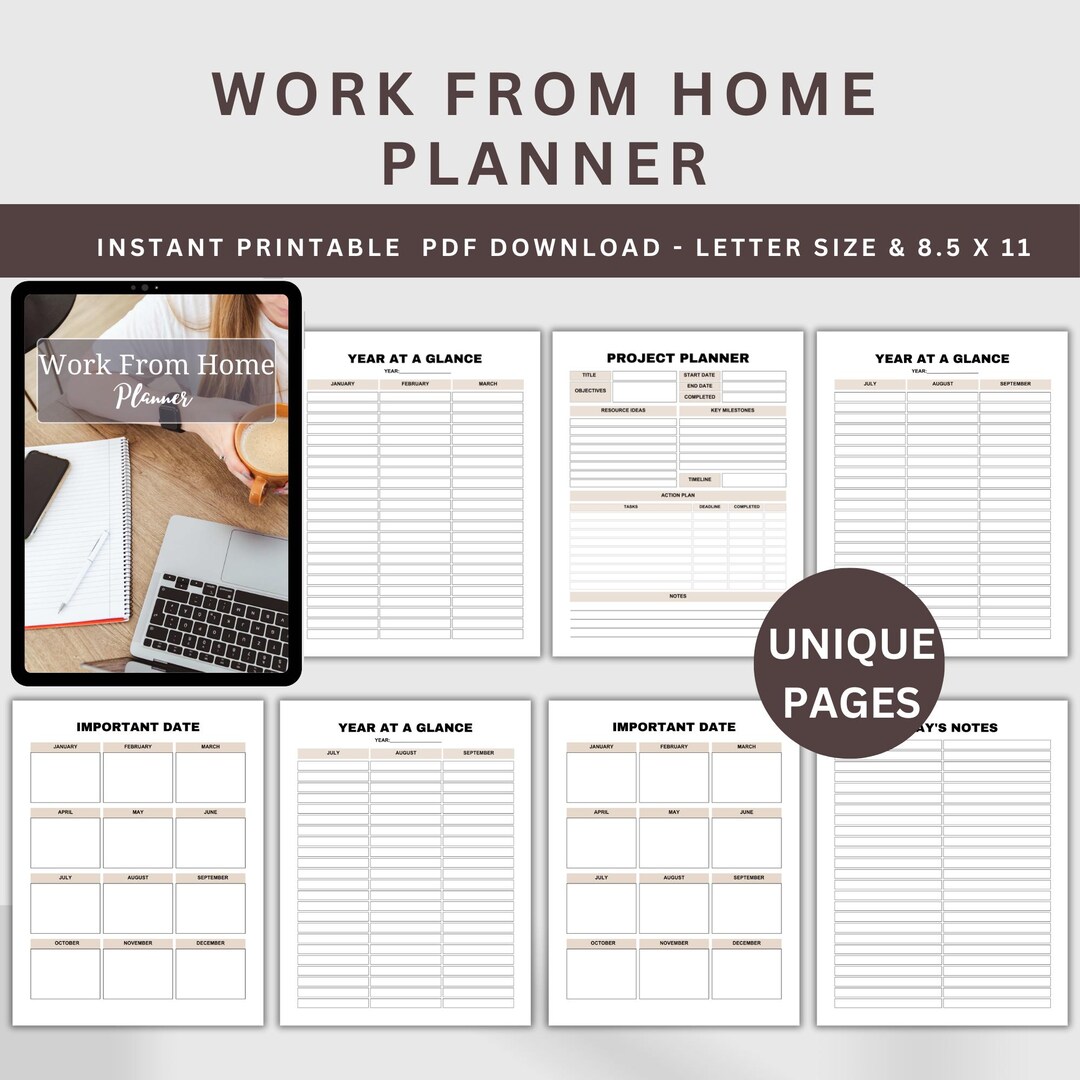 Work From Home Planner, Daily Remote Work Organizer, Printable Schedule ...