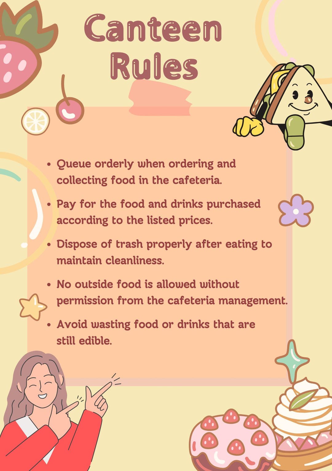 Canteen Rules Poster Playful School And Play Area Decor Digital
