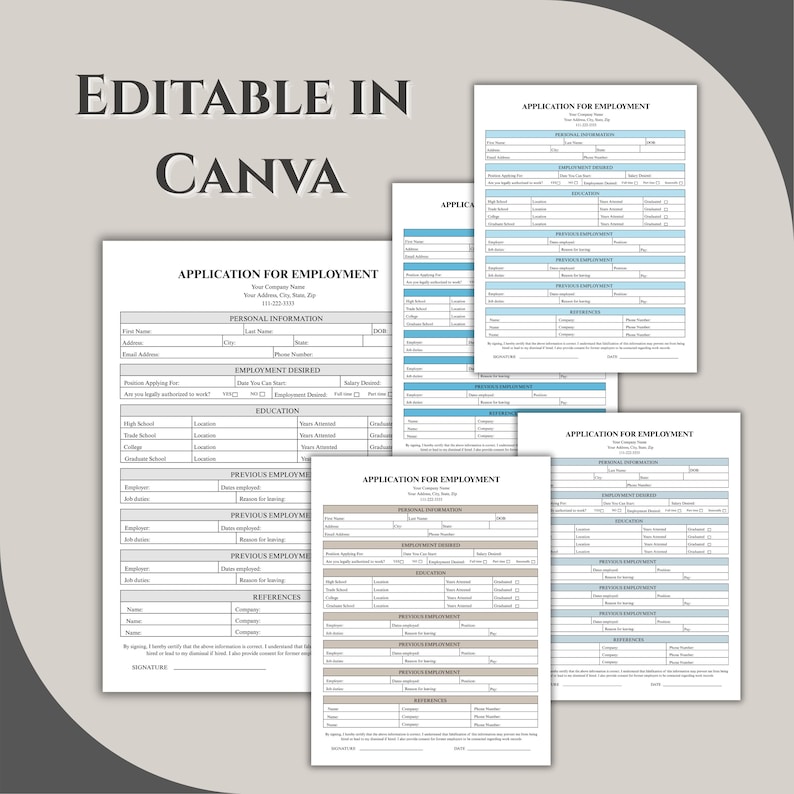 Work Job Application Template | Employment Form Template | Editable ...