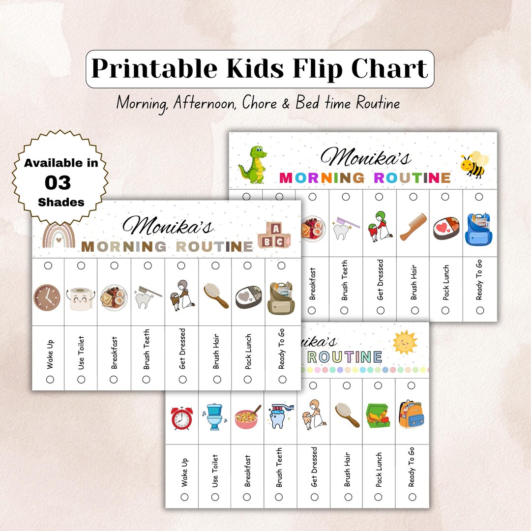 Kids Flip Charts | Visual Schedule PDF | Edit Daily Routine | Routine ...
