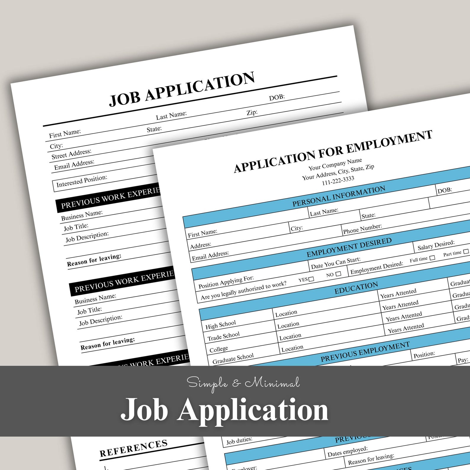 Work Job Application Template | Employment Form Template | Editable ...