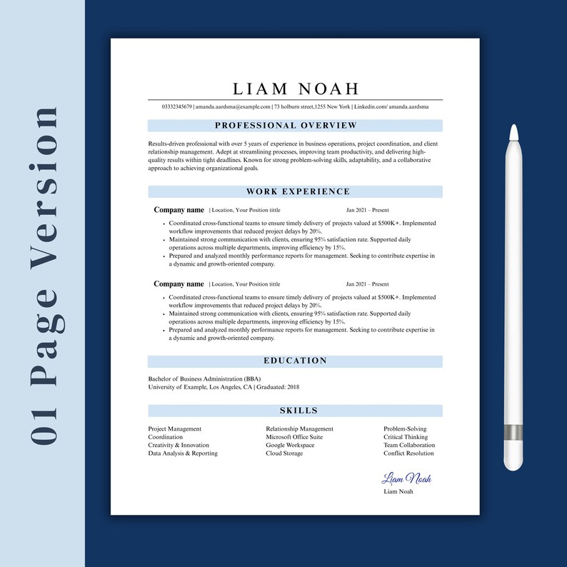 ATS Resume Template | Modern CV Design | Editable Career Application ...