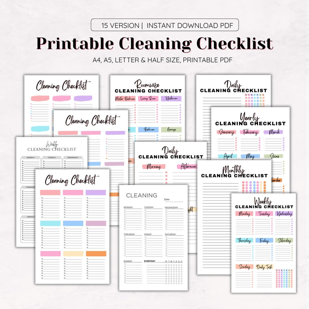 Printable Cleaning Checklist, Decluttering Challenge for Women, Minimalist Weekly Cleaning ...
