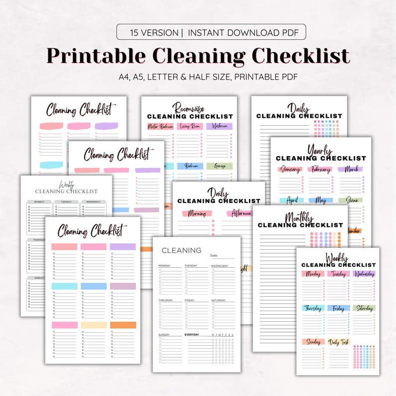 Printable Cleaning Checklist, Decluttering Challenge for Women ...