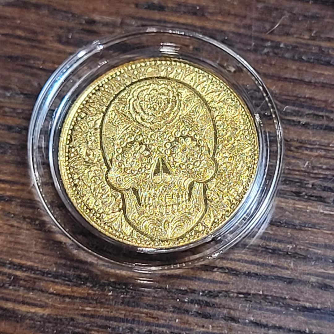 1/200 Troy Oz SOLID 24KT GOLD Day of the Dead Sugar Skull Gold Coin - Etsy