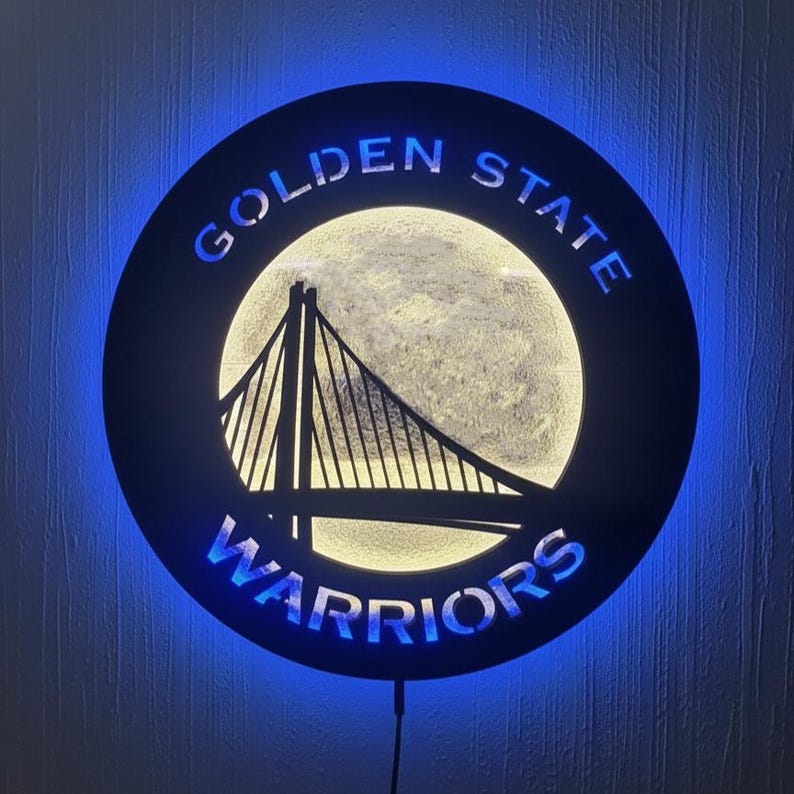Golden State Warriors Fan Art - Backlit Basketball Team Logo Decor ...