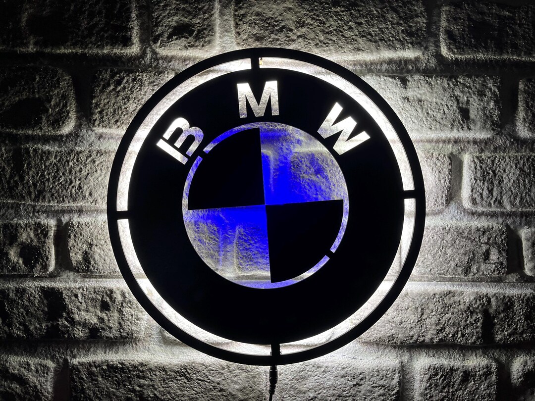 BMW Lighted Wall Sign – LED Backlit Car Logo Decor for Garage, Bar ...