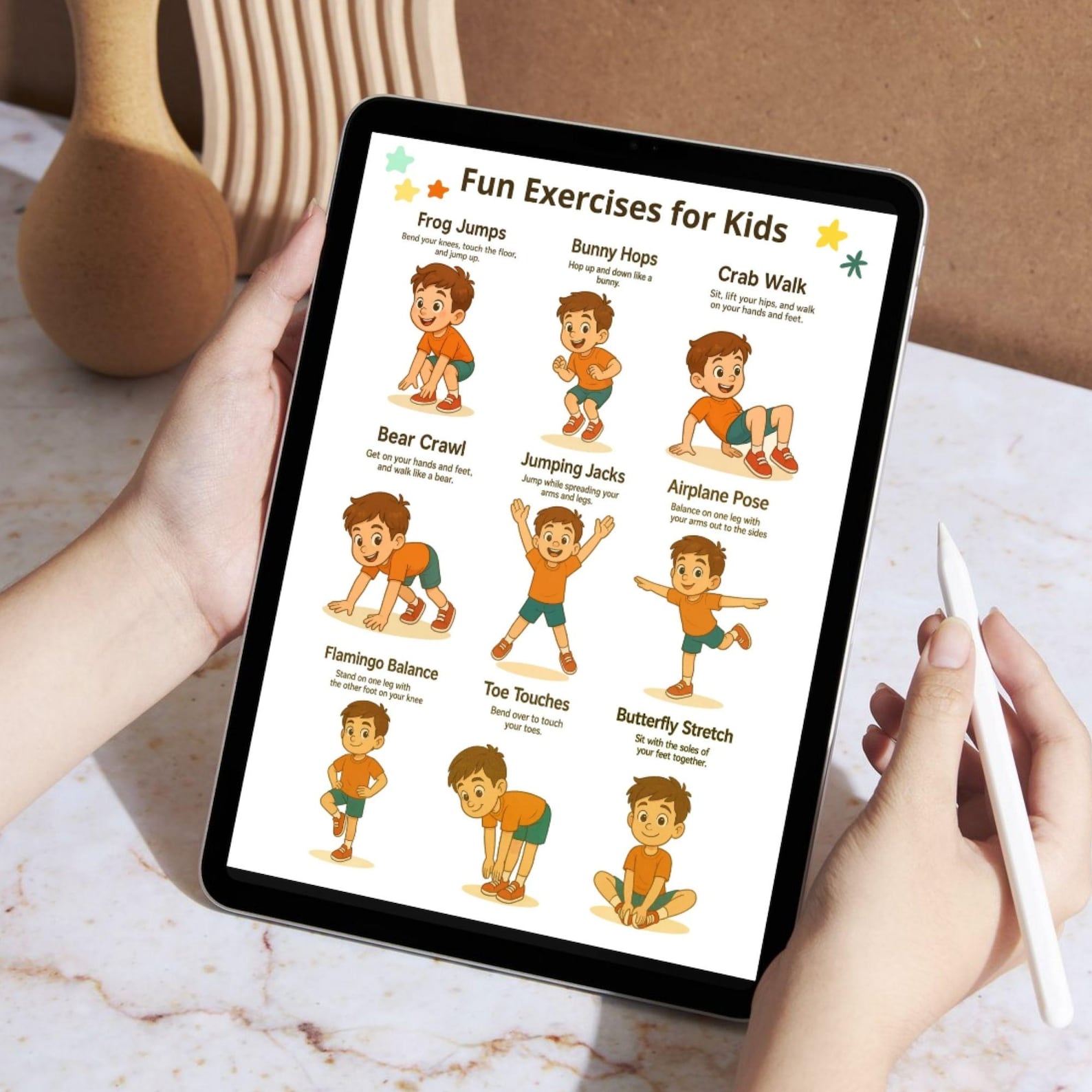 Fun Kids Exercise Chart Printable, Fun Workout Poster for Children ...