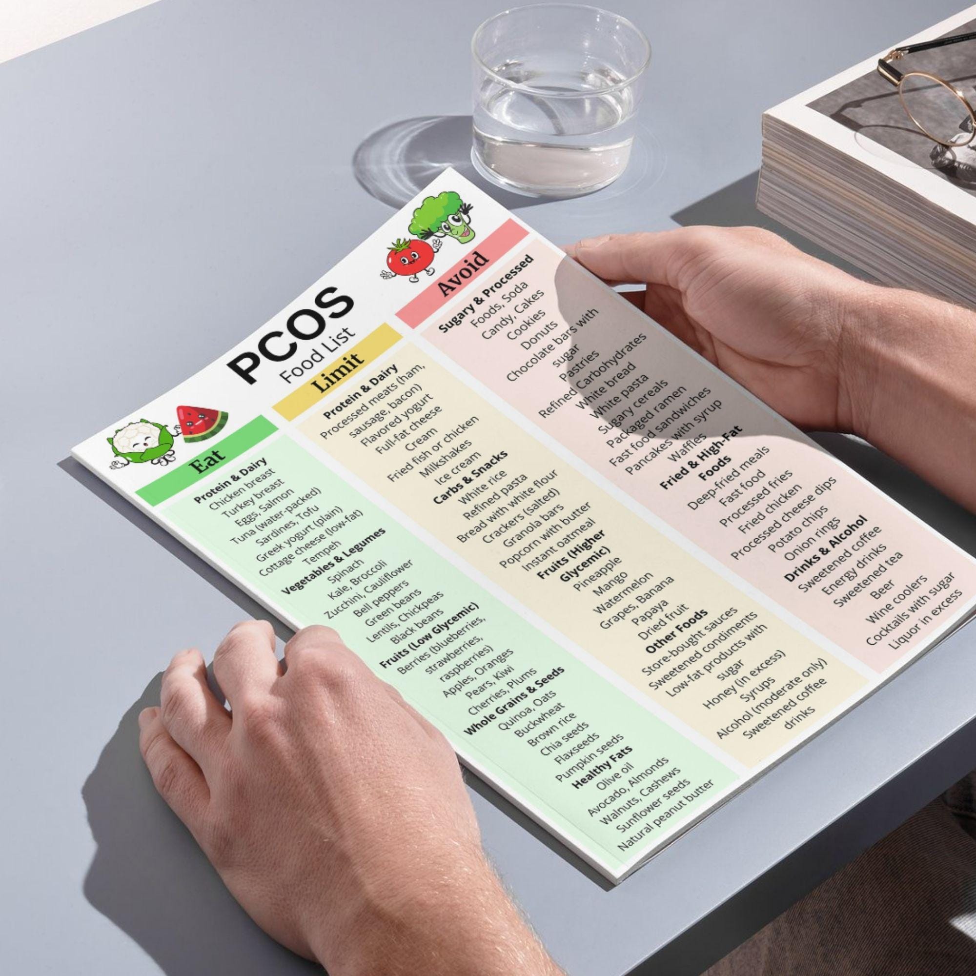 PCOS Food List Printable for Women, PCOS Diet Food Chart PDF, Hormone ...