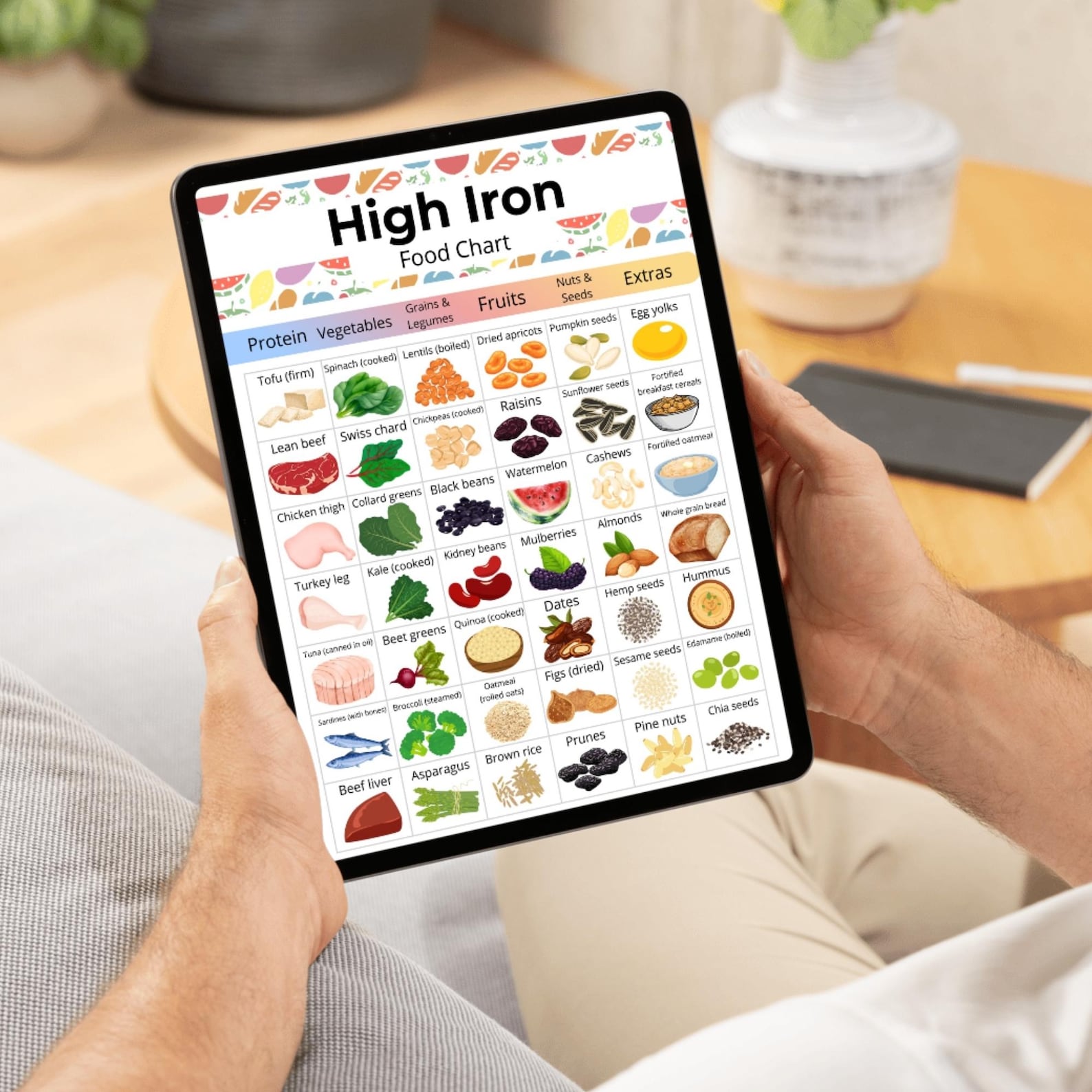 High Iron Food List, Iron Rich Food Chart PDF, High Iron Grocery List ...