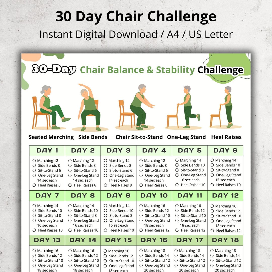 30 Day Balance & Stability Exercises for Seniors – Chair Workout ...