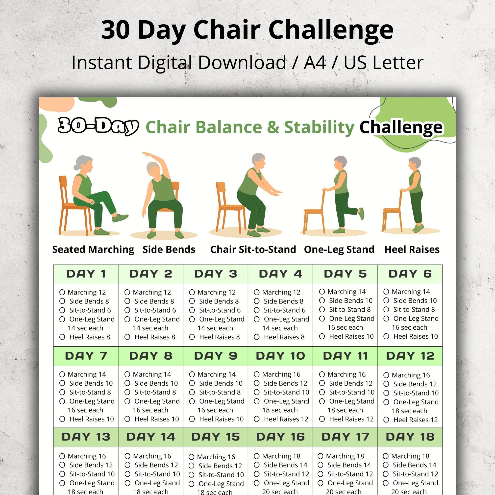 30 Day Balance & Stability Exercises for Seniors – Chair Workout ...