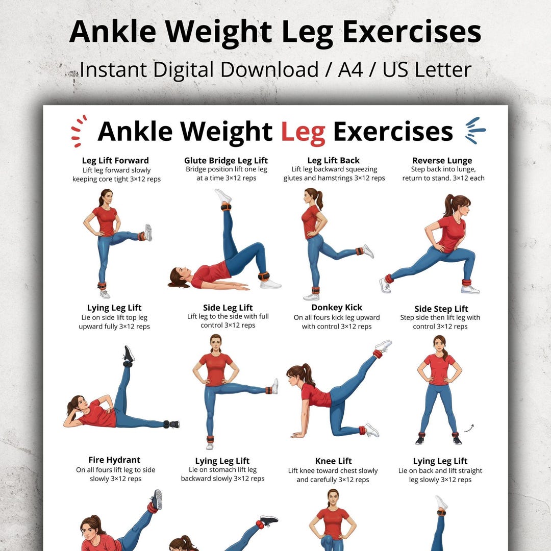 Ankle Weight Leg Exercises PDF, Lower Body Workout With Ankle Weights ...