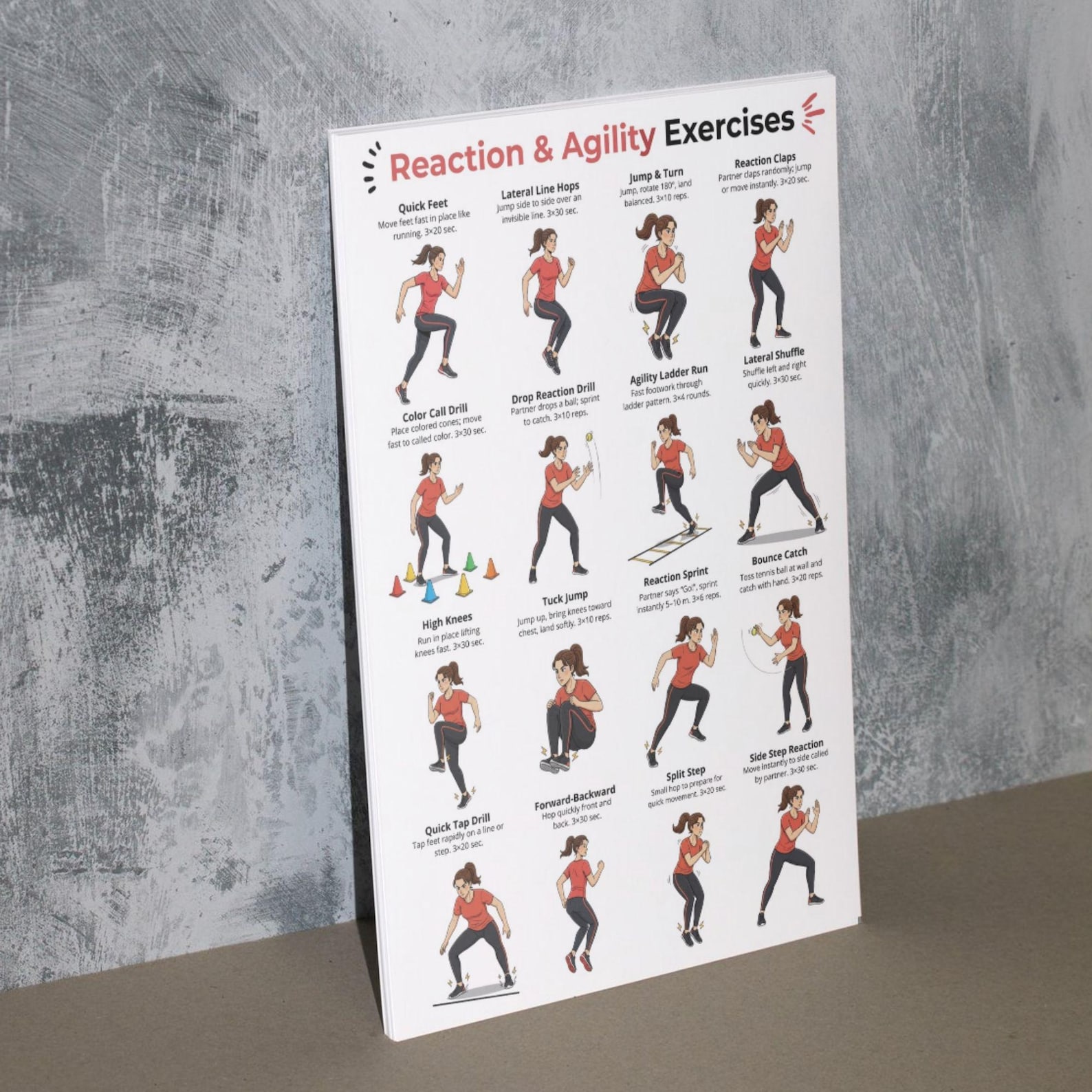 Reaction and Agility Exercises Poster, Speed and Coordination Exercises ...