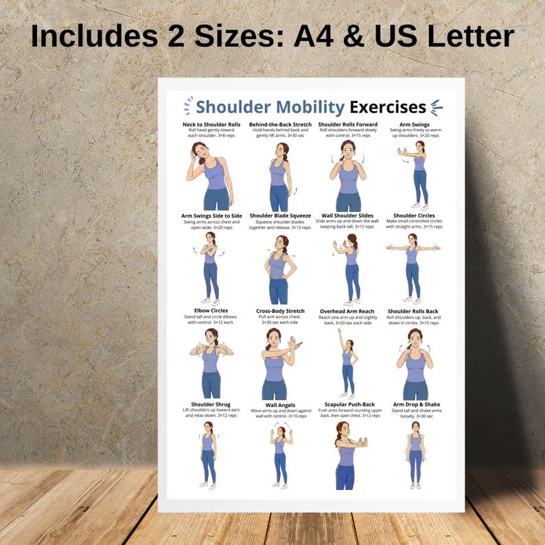 Shoulder Exercises Printable, Posture & Arm Exercises at Home, Upper ...
