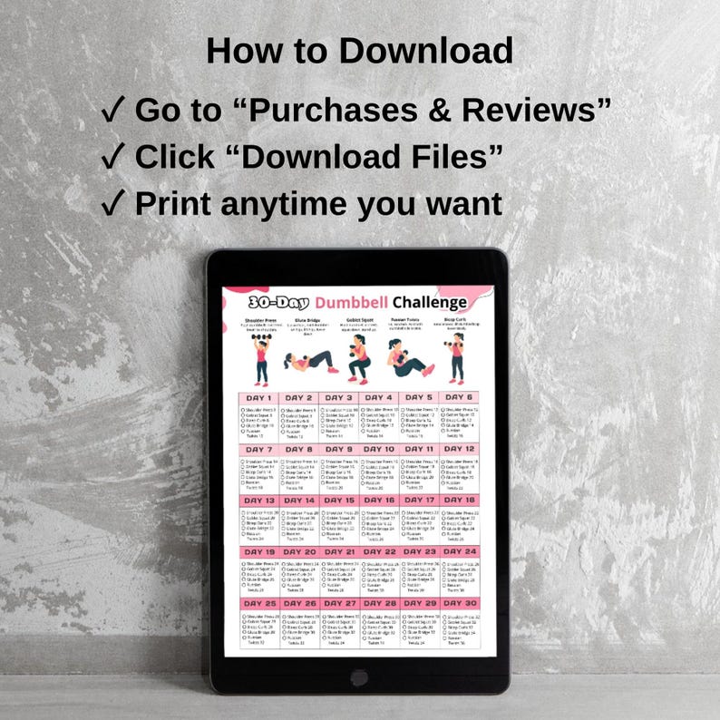 30 Day Dumbbell Challenge – Home Dumbbell Exercises Chart, Daily ...