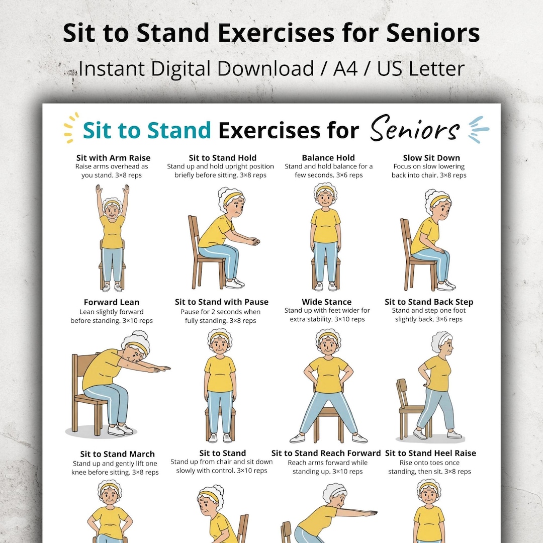 Sit to Stand Exercises for Seniors, Chair Exercises for Seniors ...