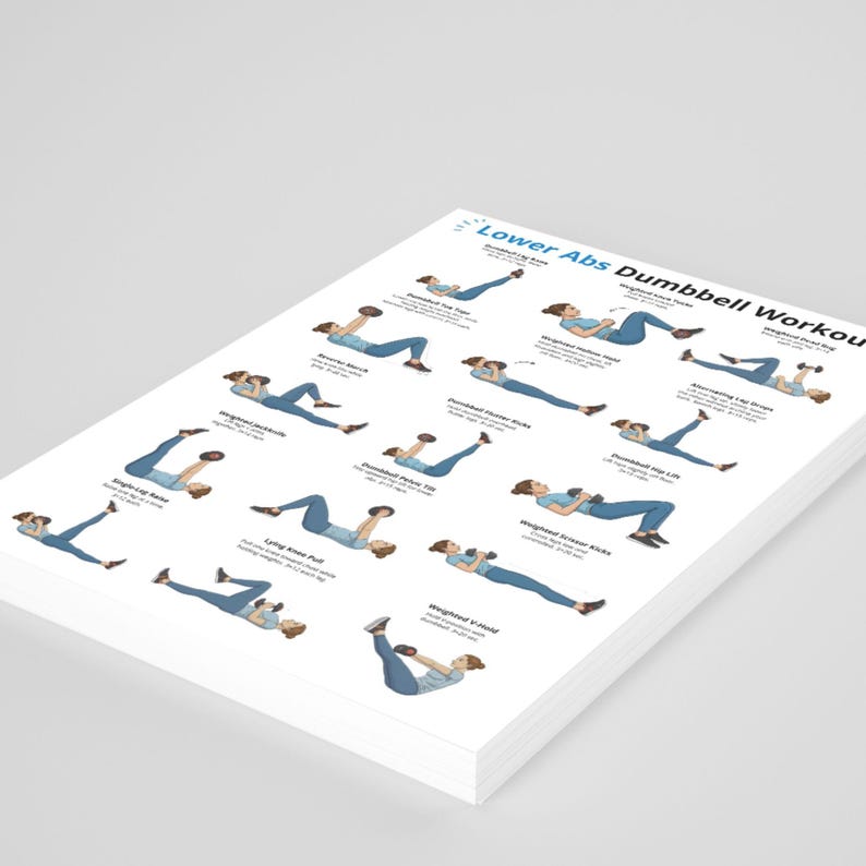 Lower Abs Dumbbell Workout Printable, Weighted Ab Exercises Chart, Core ...