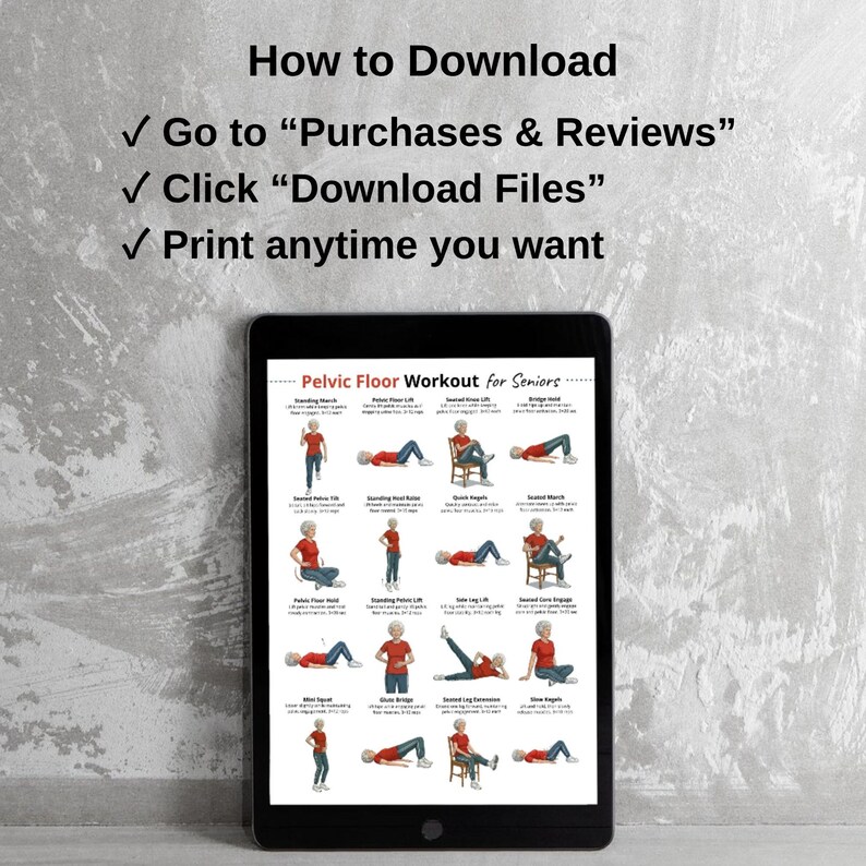 Pelvic Floor Exercises for Seniors Printable, Kegel Exercises Chart ...