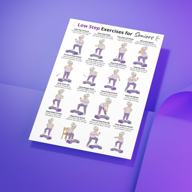 Low Step Exercises for Seniors, Step Platform Exercise, Balance ...