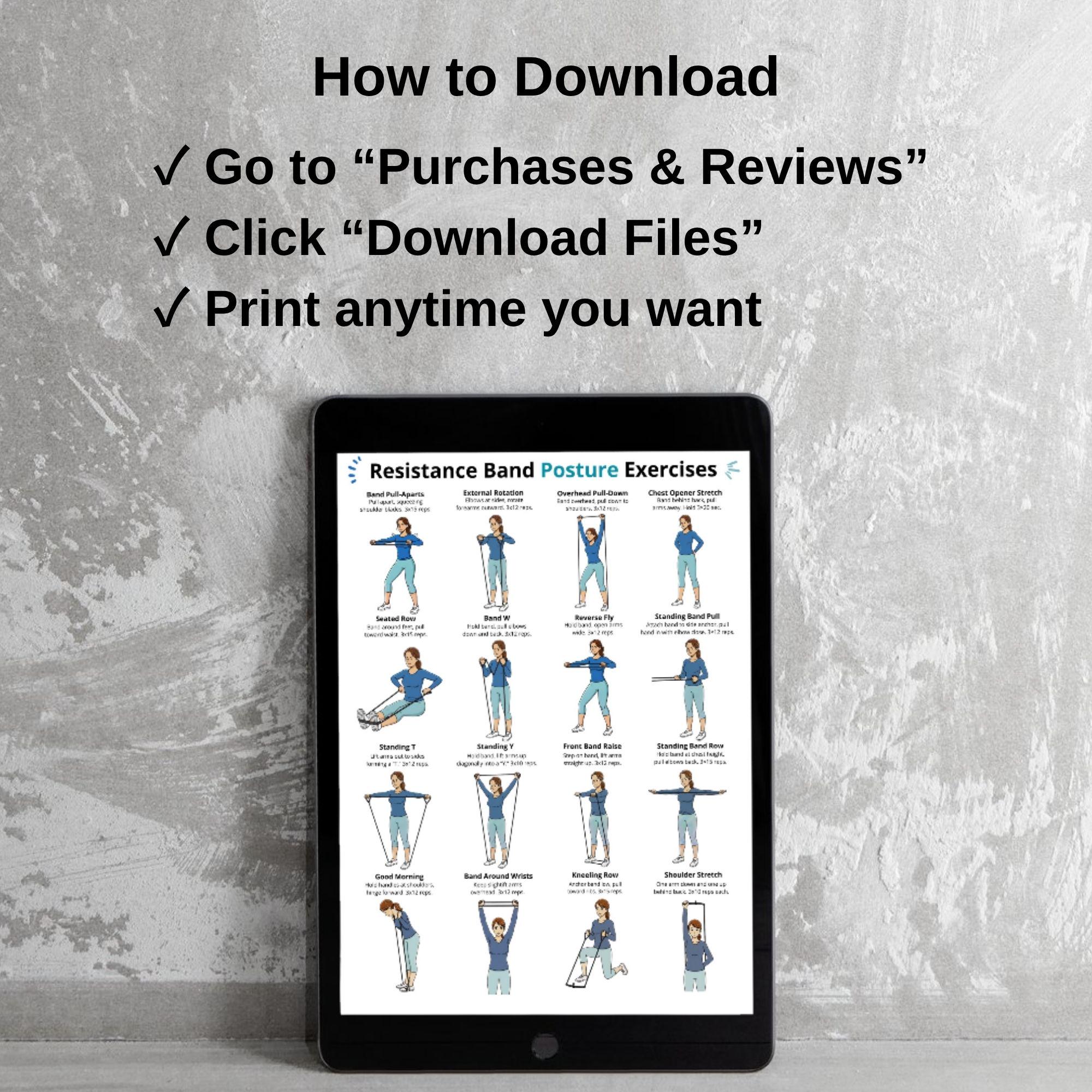 Resistance Band Posture Exercises Poster, Back & Shoulder Stretch Chart ...