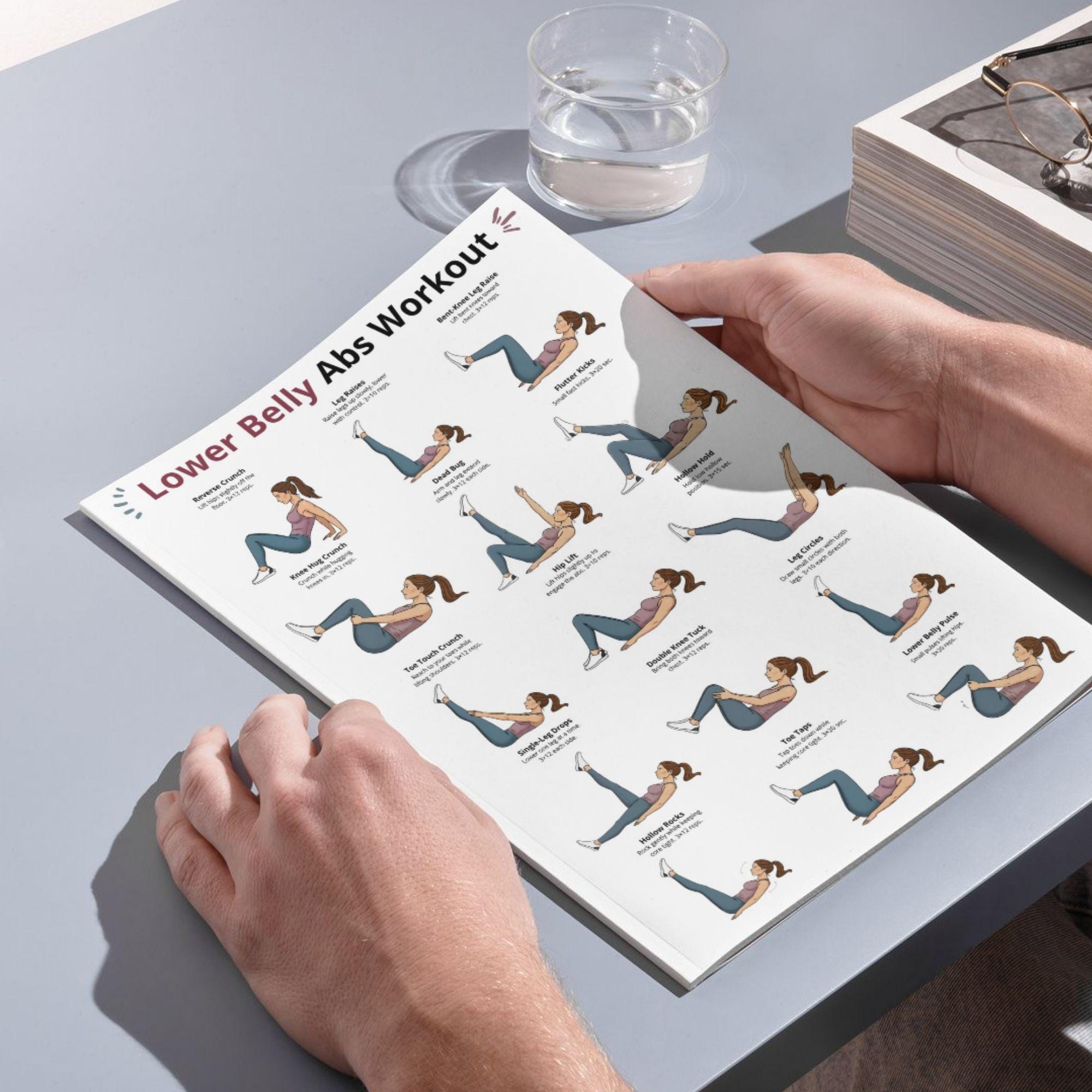 Lower Belly Abs Workout Poster, Lower Ab Exercises Printable, Core ...