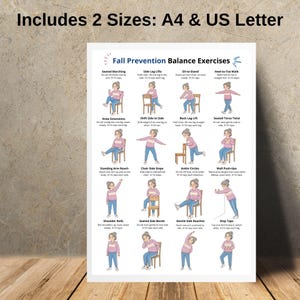 Balance & Stability Exercises Printable, Standing and Seated Chair ...