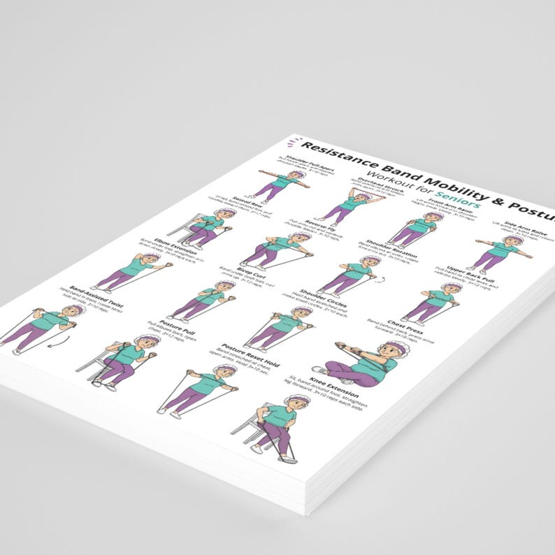Resistance Band Mobility & Posture Exercises for Seniors Printable ...